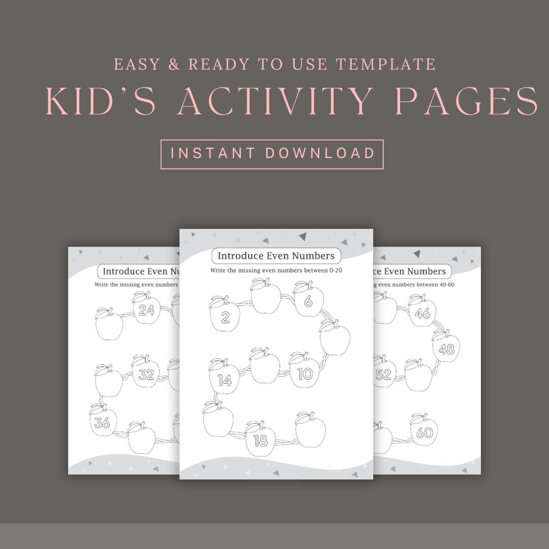 Fun Kids Activity Template for Learning Even Numbers School Age ...