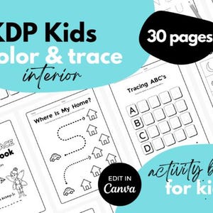 Kids Coloring and Tracing Activity Book Digital Downloads Editable ...