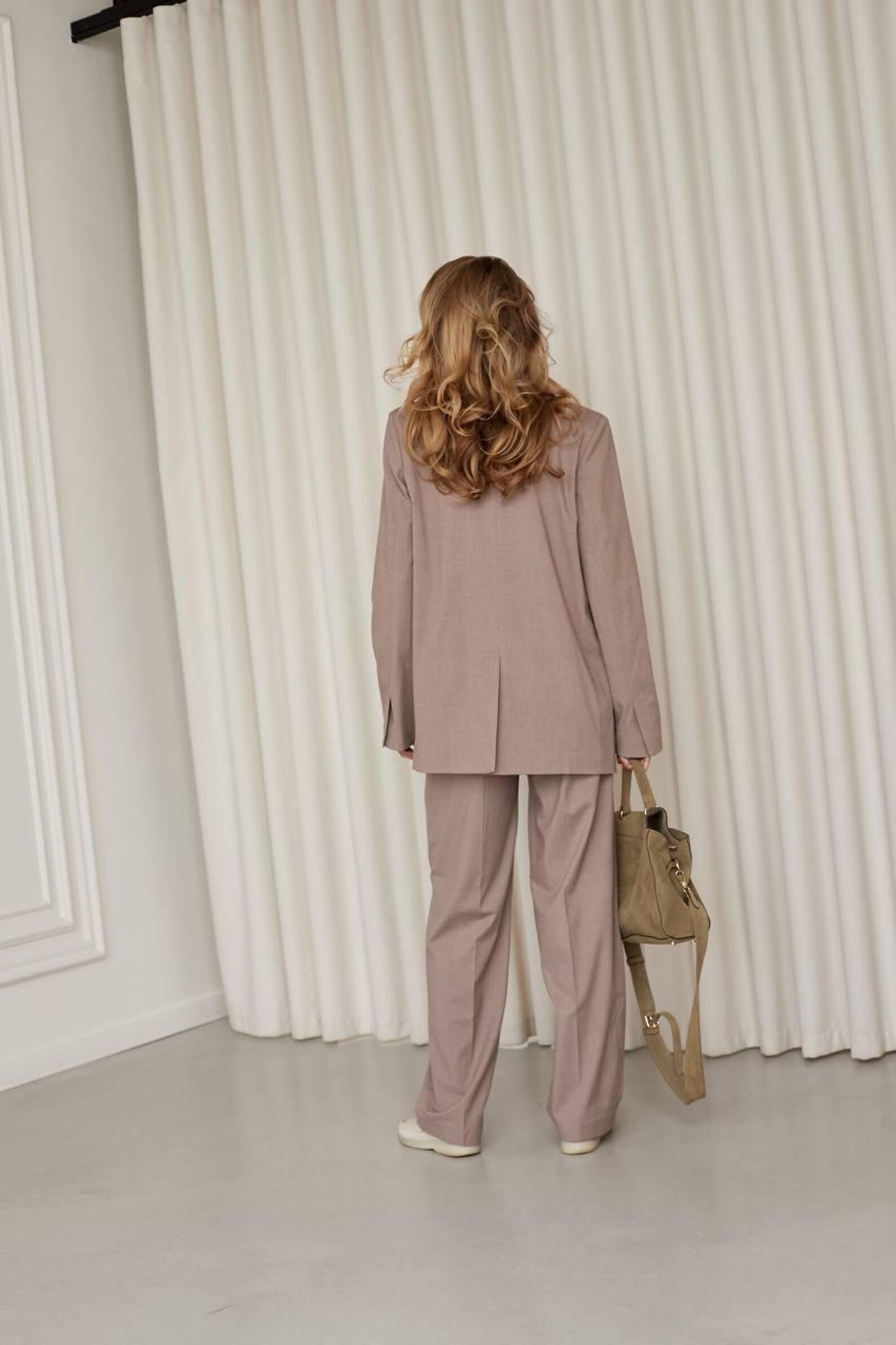 Women's Business Suit, Stylish Beige Jacket and Trousers, Classic ...