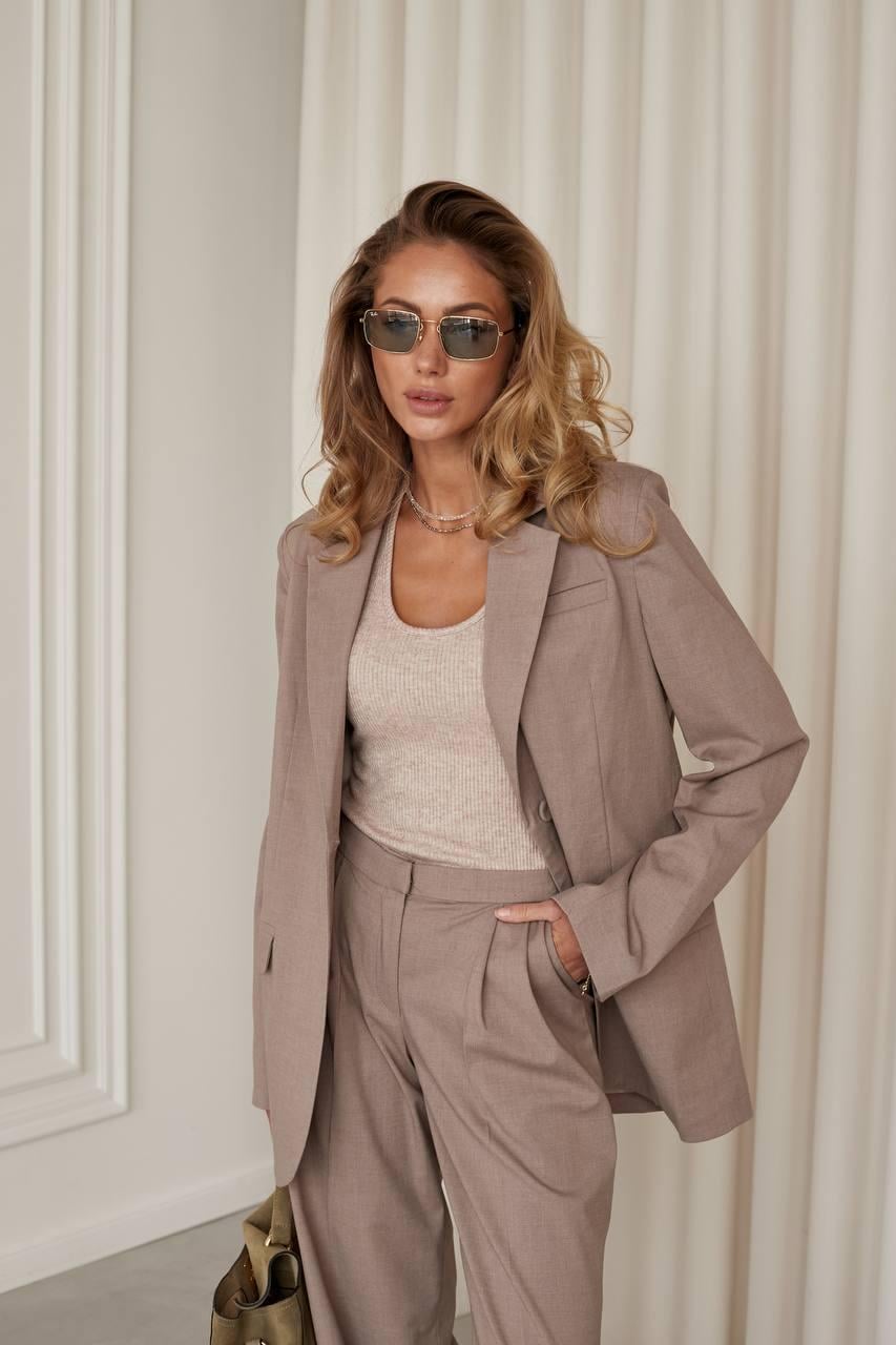 Women's Business Suit, Stylish Beige Jacket and Trousers, Classic ...