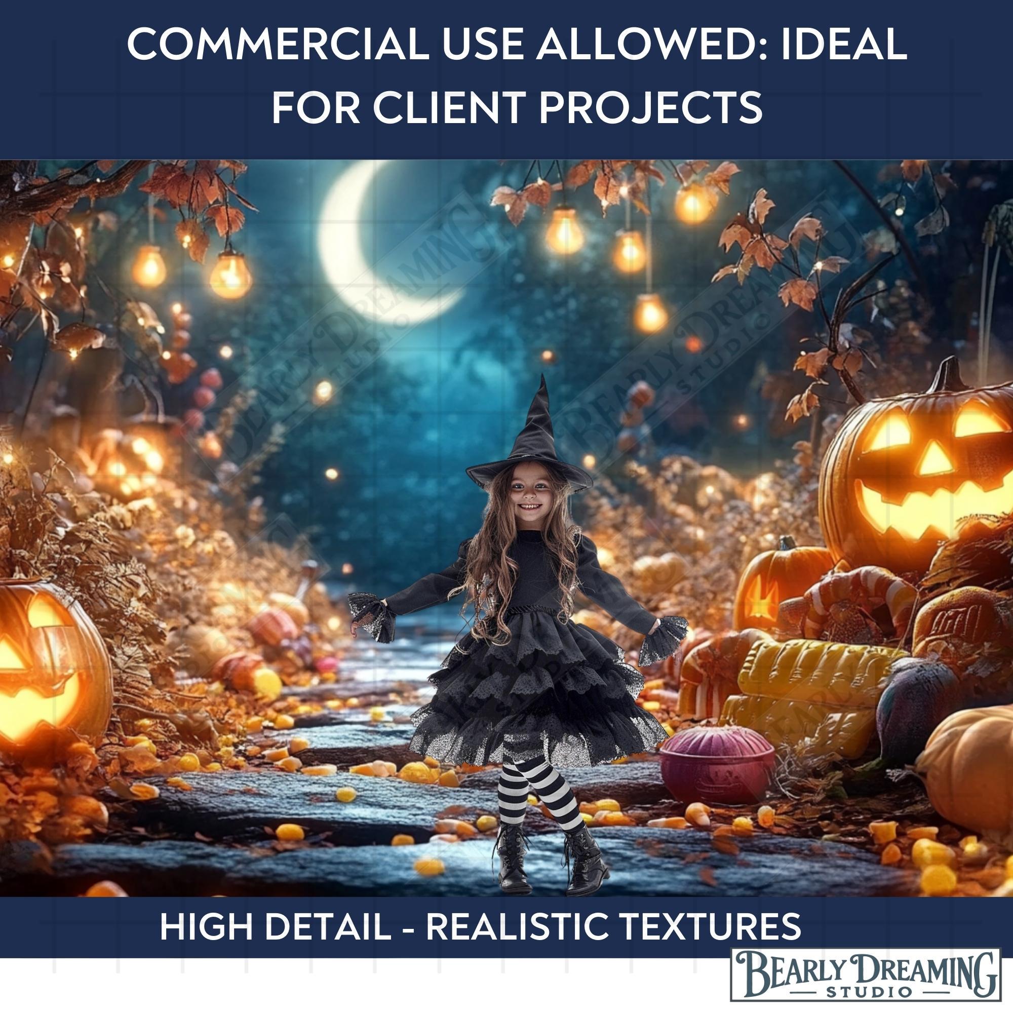 Enchanted Halloween Pumpkin Pathway Digital Backdrop for Photoshoots ...