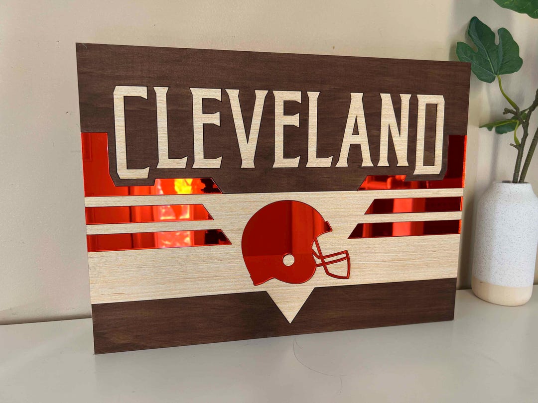 Cleveland Wall Art - Home Decor, Retro Cleveland Football Sign ...