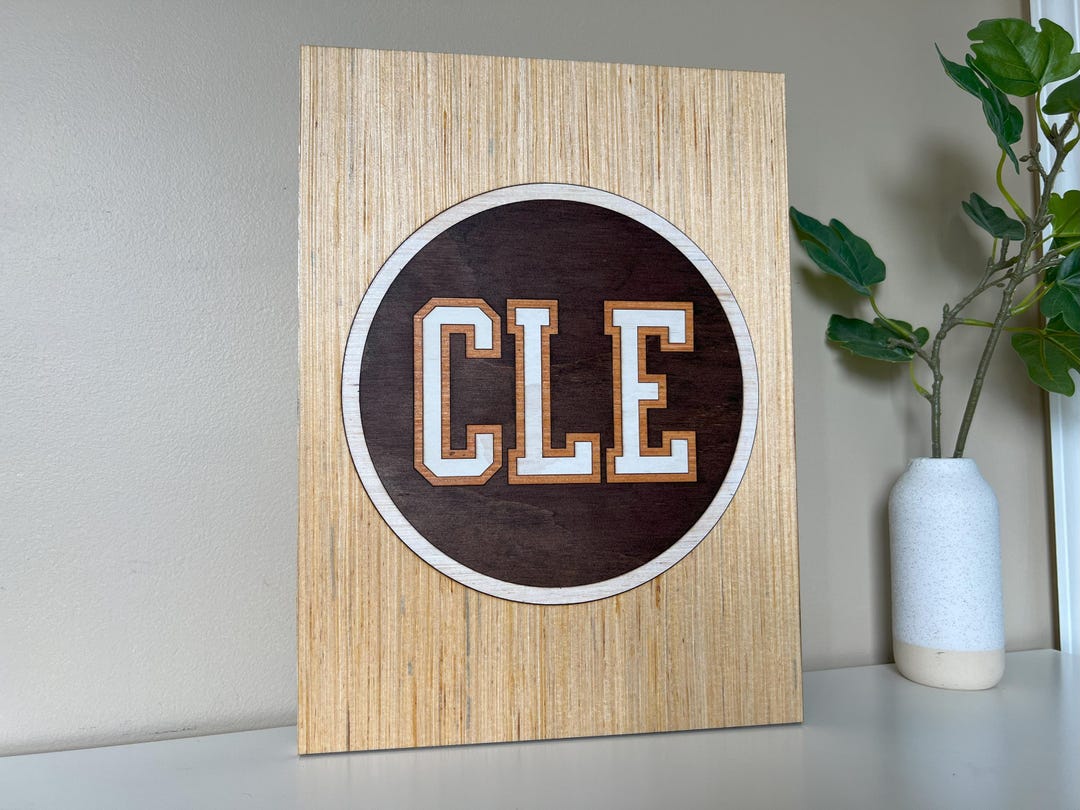 Cleveland Wall Art - Home Decor, CLE Circle Sign | Brown-orange ...