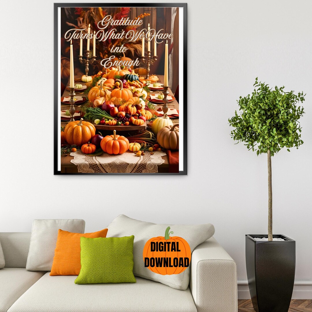 Gratitude Thanksgiving Wall Art Inspirational Fall Decor Digital ...