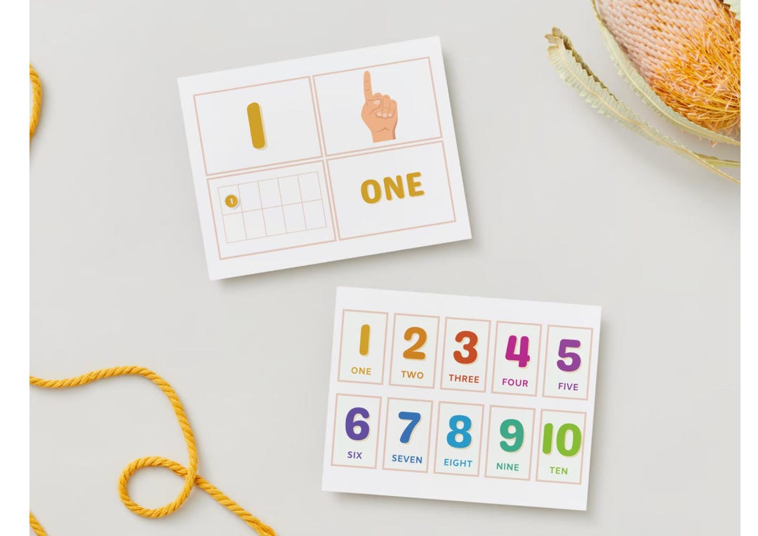 Number Cards, Preschool Counting Flash Cards, Counting 1-10, Homeschool ...