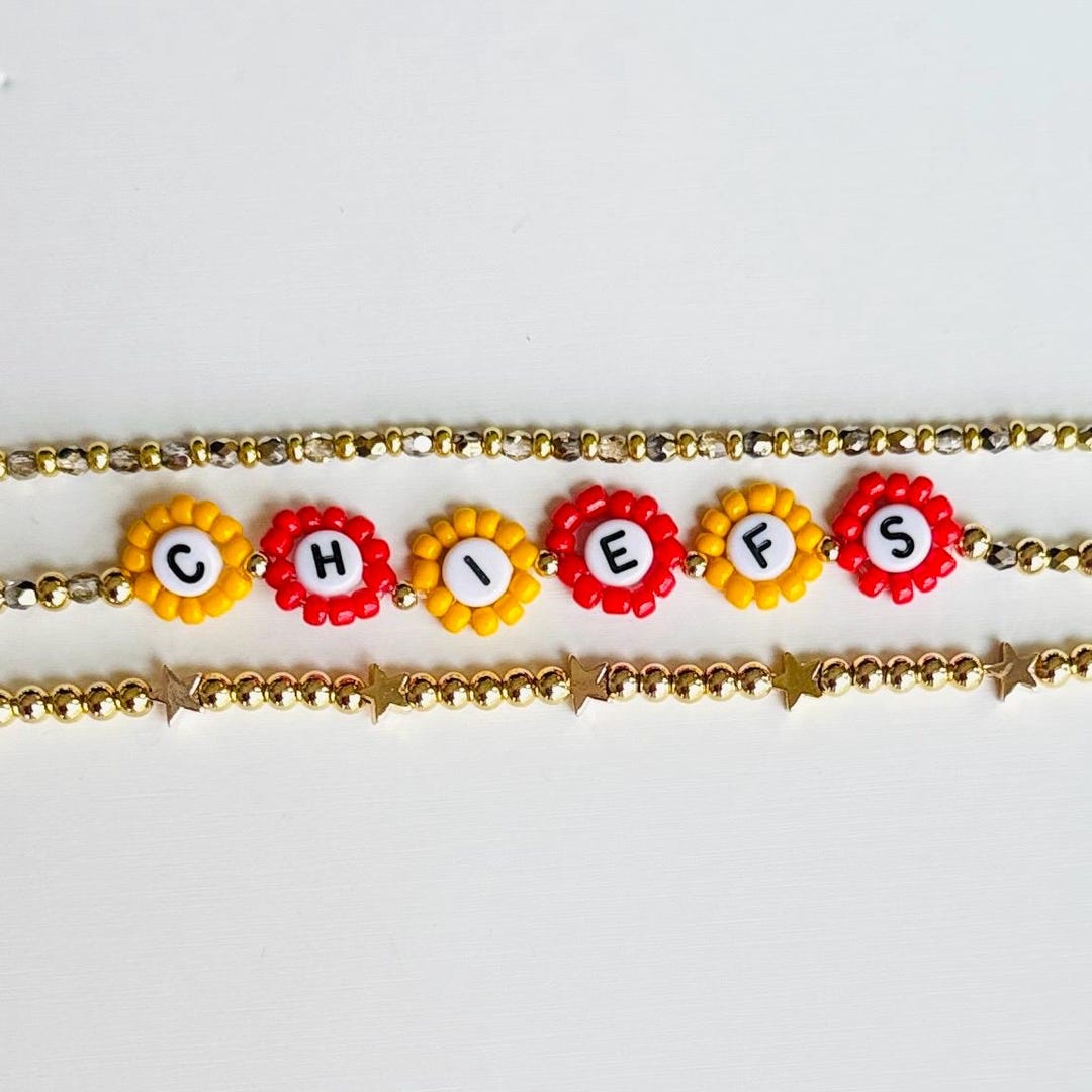 Kansas City Chiefs Bracelet Stack – Red & Gold Game Day Jewelry ...