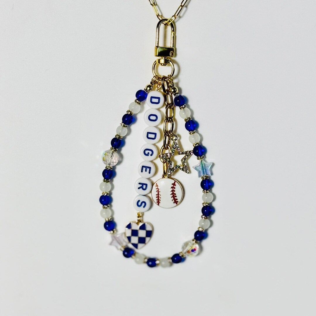 Dodgers Baseball Bag Charm – Beaded Keychain for Baseball Fans, Gift ...