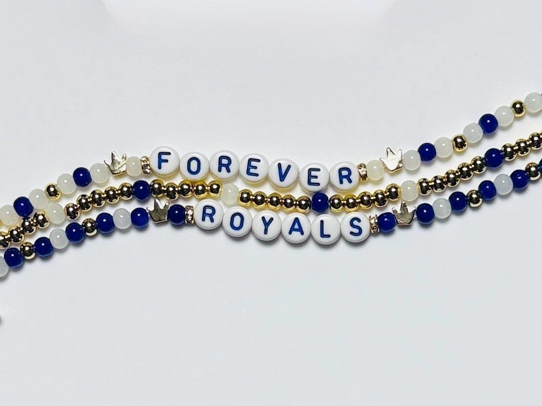 Forever Royals Bracelet Stack – 3-piece Blue, White & Gold Baseball ...