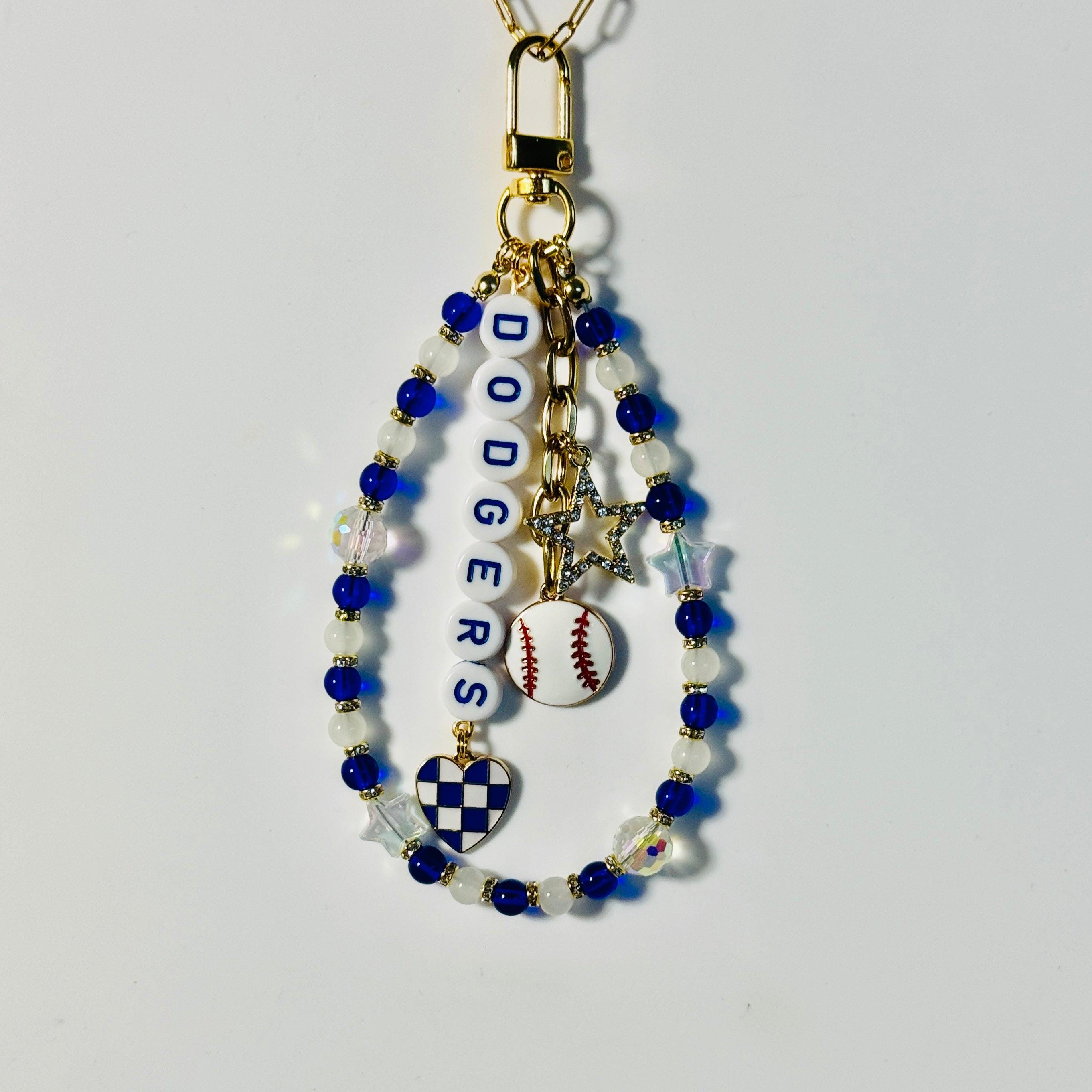 Dodgers Baseball Bag Charm – Beaded Keychain for Baseball Fans, Gift ...
