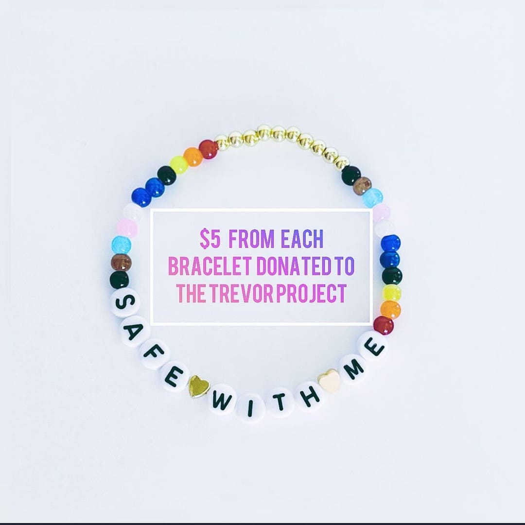 Safe With Me LGBTQIA+ Bracelet – Rainbow Pride Beaded Bracelet ...