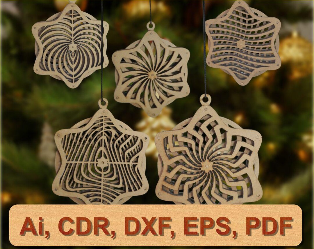 Kinetic Snowflake Christmas Ornaments: Laser Cut Files (digital ...