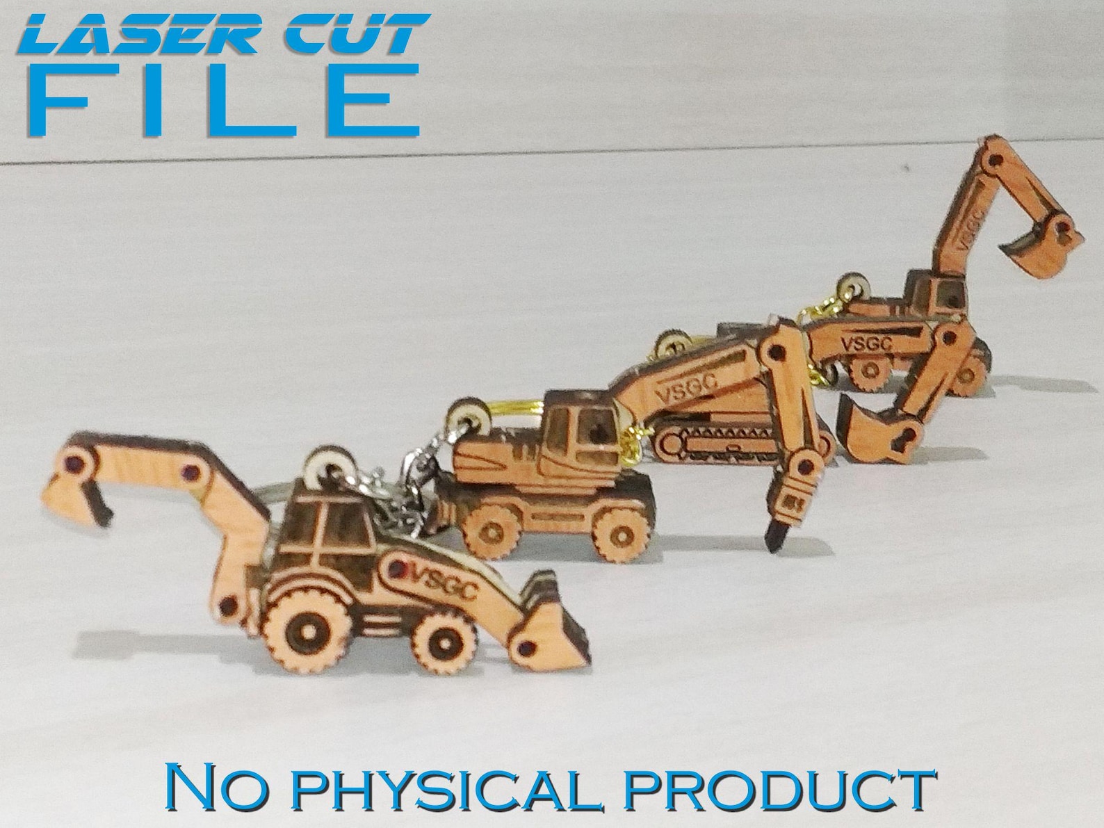 Excavator Keychain 3D Model: Laser Cut Construction Truck (digital File ...