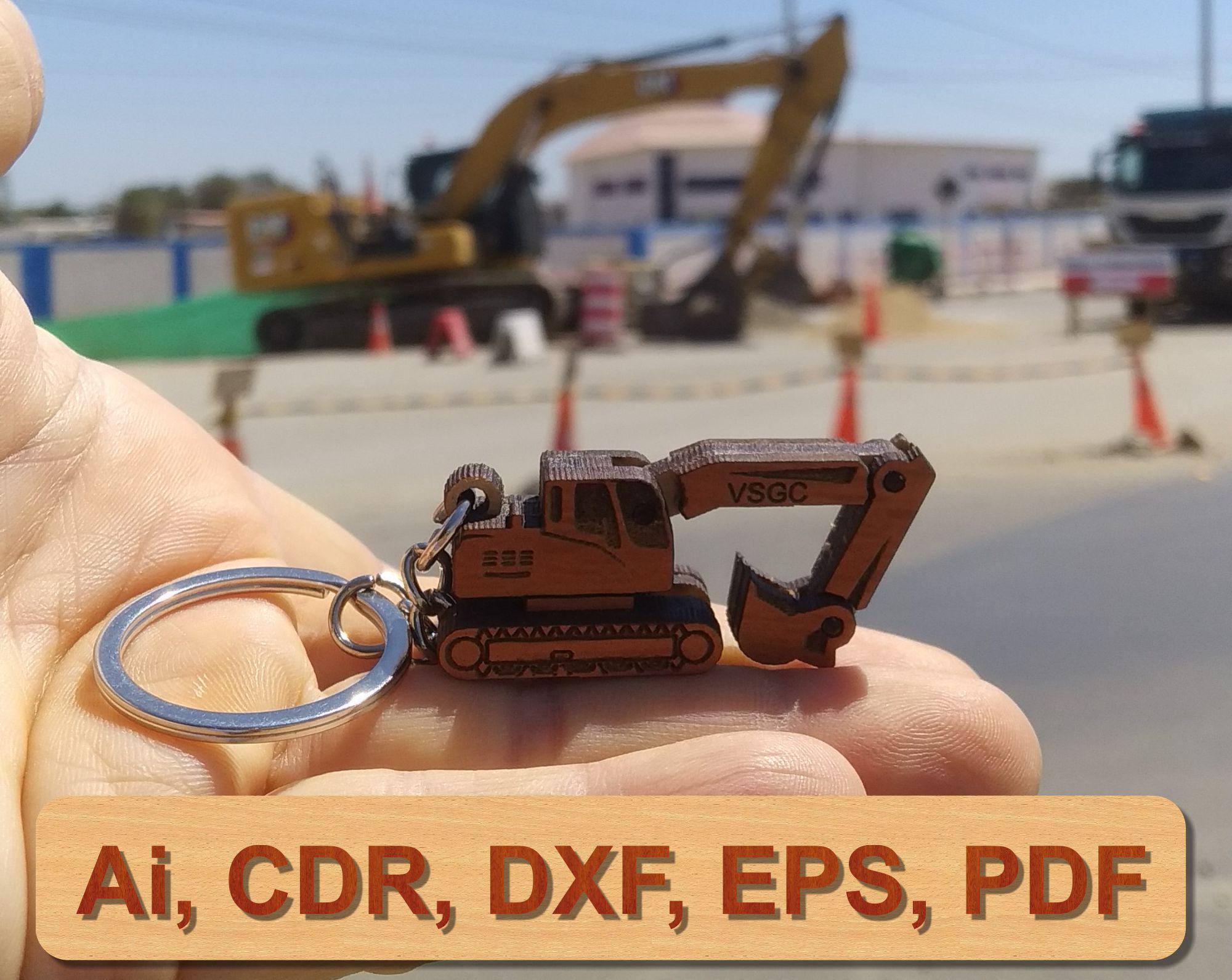 Excavator Keychain 3D Model: Laser Cut Construction Truck (digital File ...