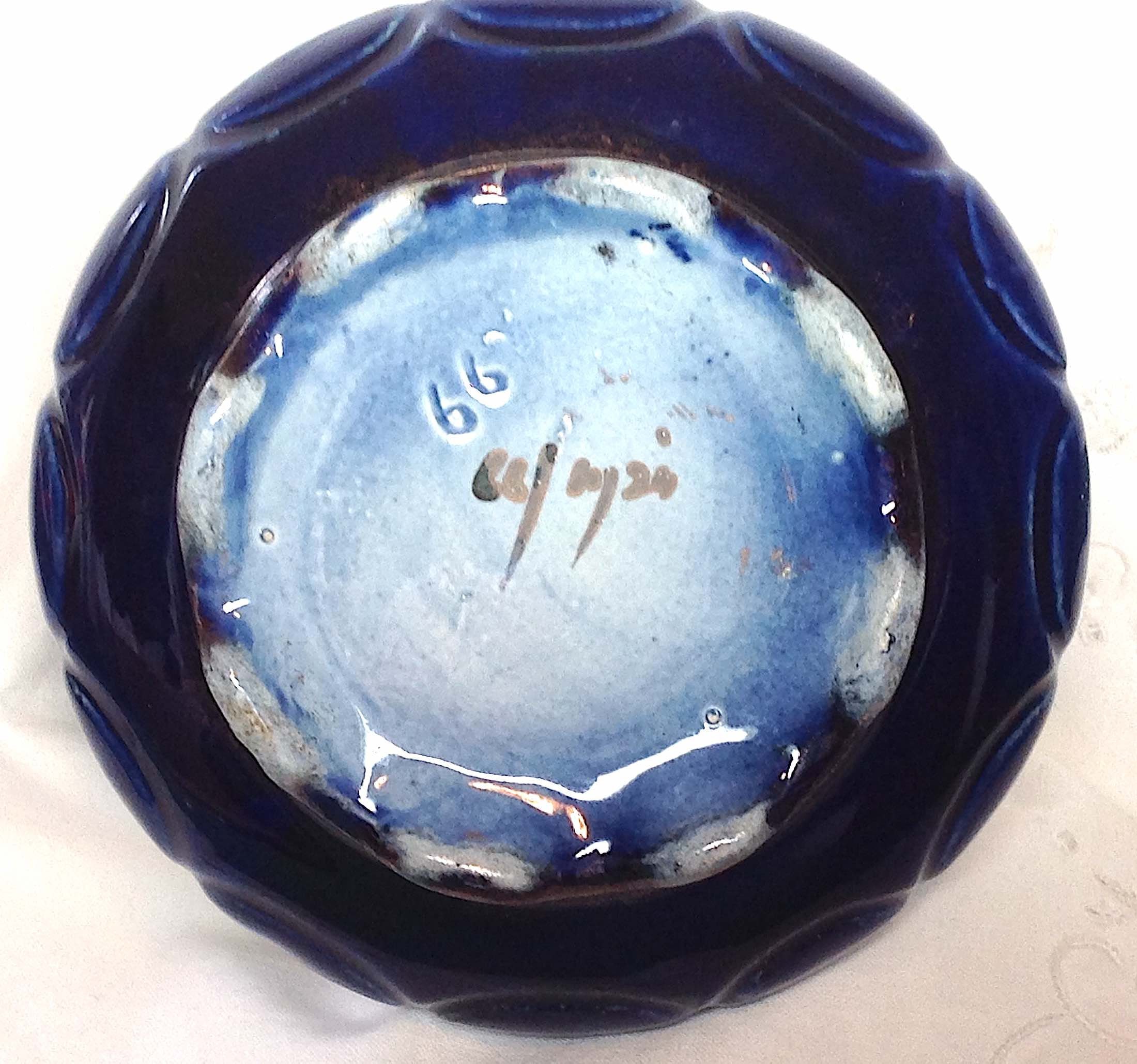 Flow Blue Vase Victorian Art Pottery Cobalt Blue Floral Flower Decor ...