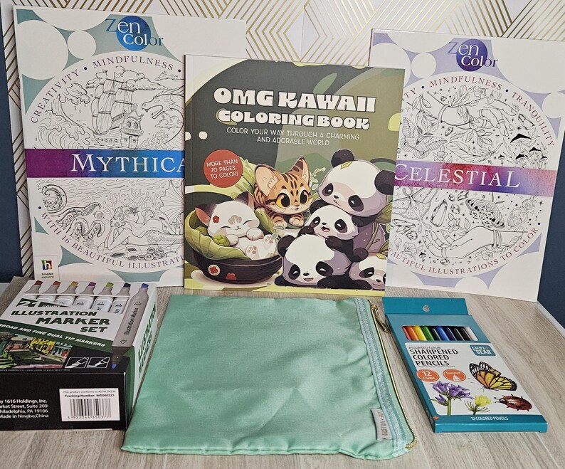 Adult Coloring Box: Mythical, Kawaii, Celestial - Etsy