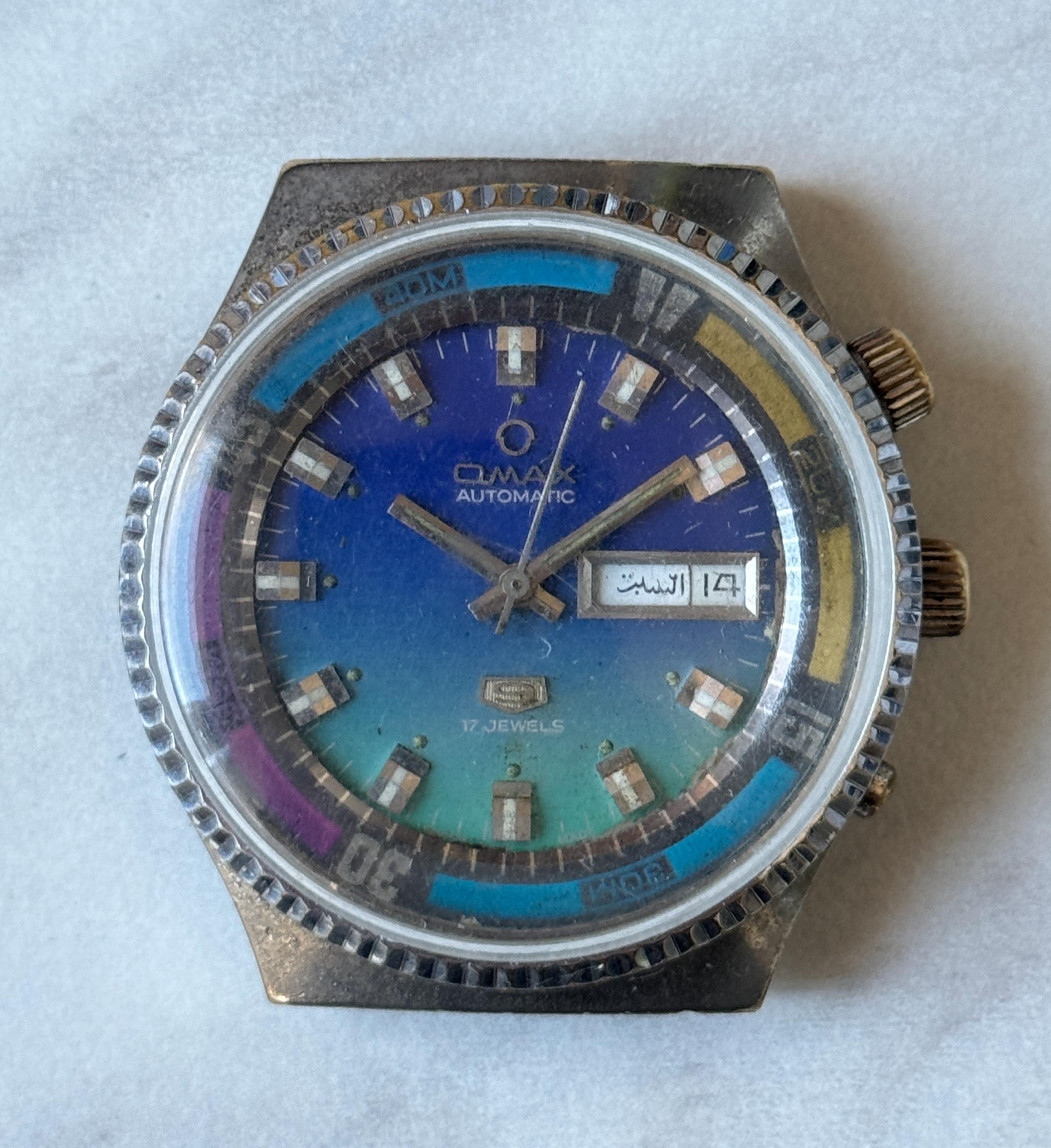 OMAX 9 Automatic / Blue Dial / Vintage Mens Watch. Working Order - Etsy