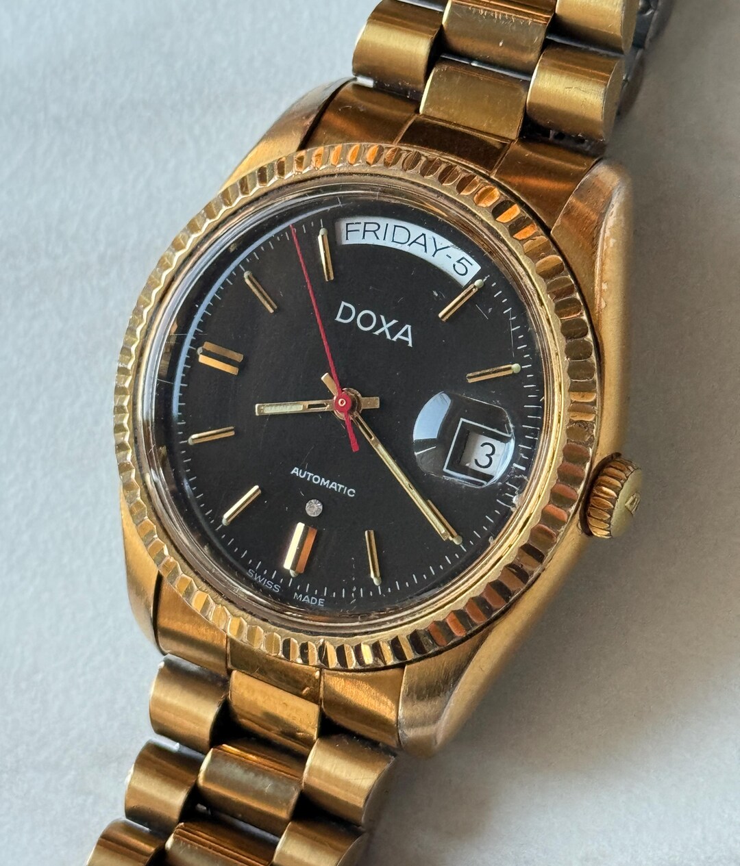 Vintage Doxa T 5634 Date / Day Business Automatic / Mechanical Mens ...