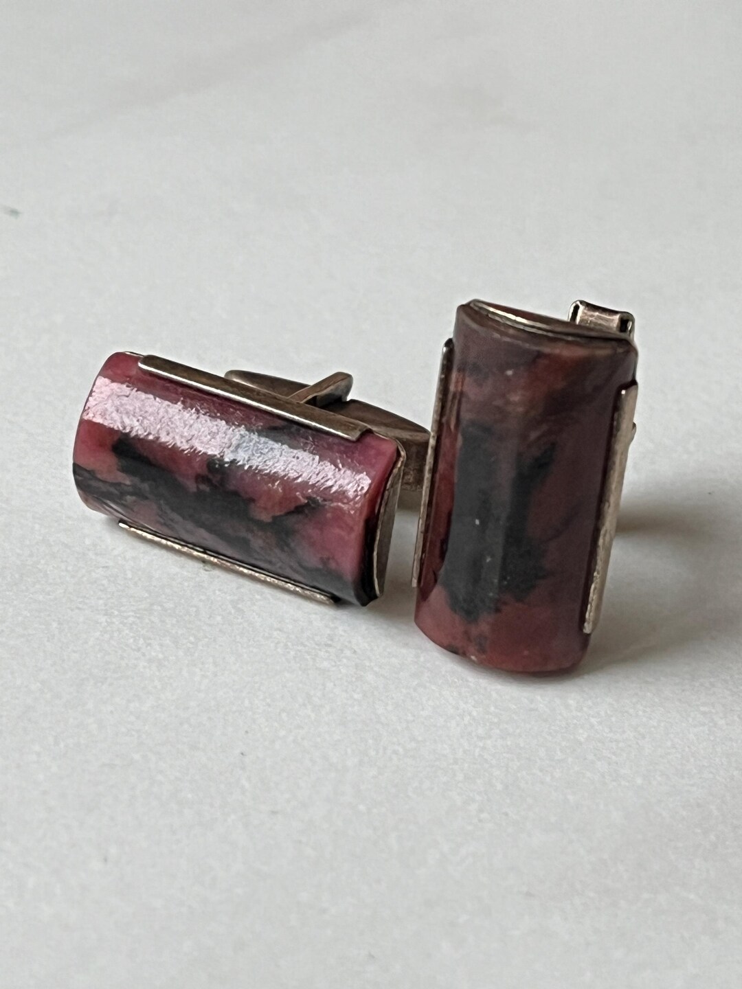 Vintage USSR Russian, Sterling Silver 875 Large Cufflinks Natural Stone ...