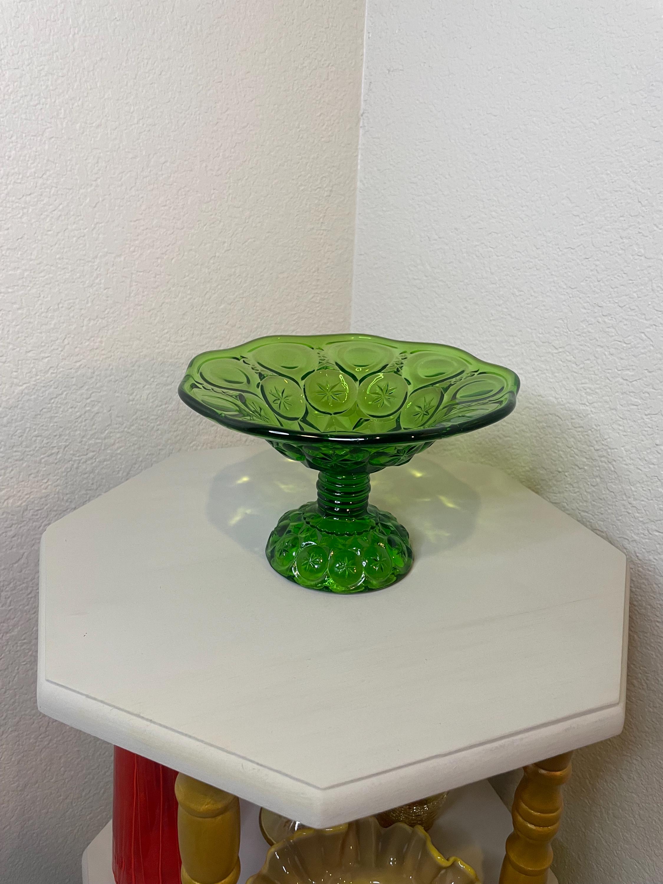 HTF Rare Glow, Moon and Stars Pattern, Green Kanawha Glass Compote - Etsy