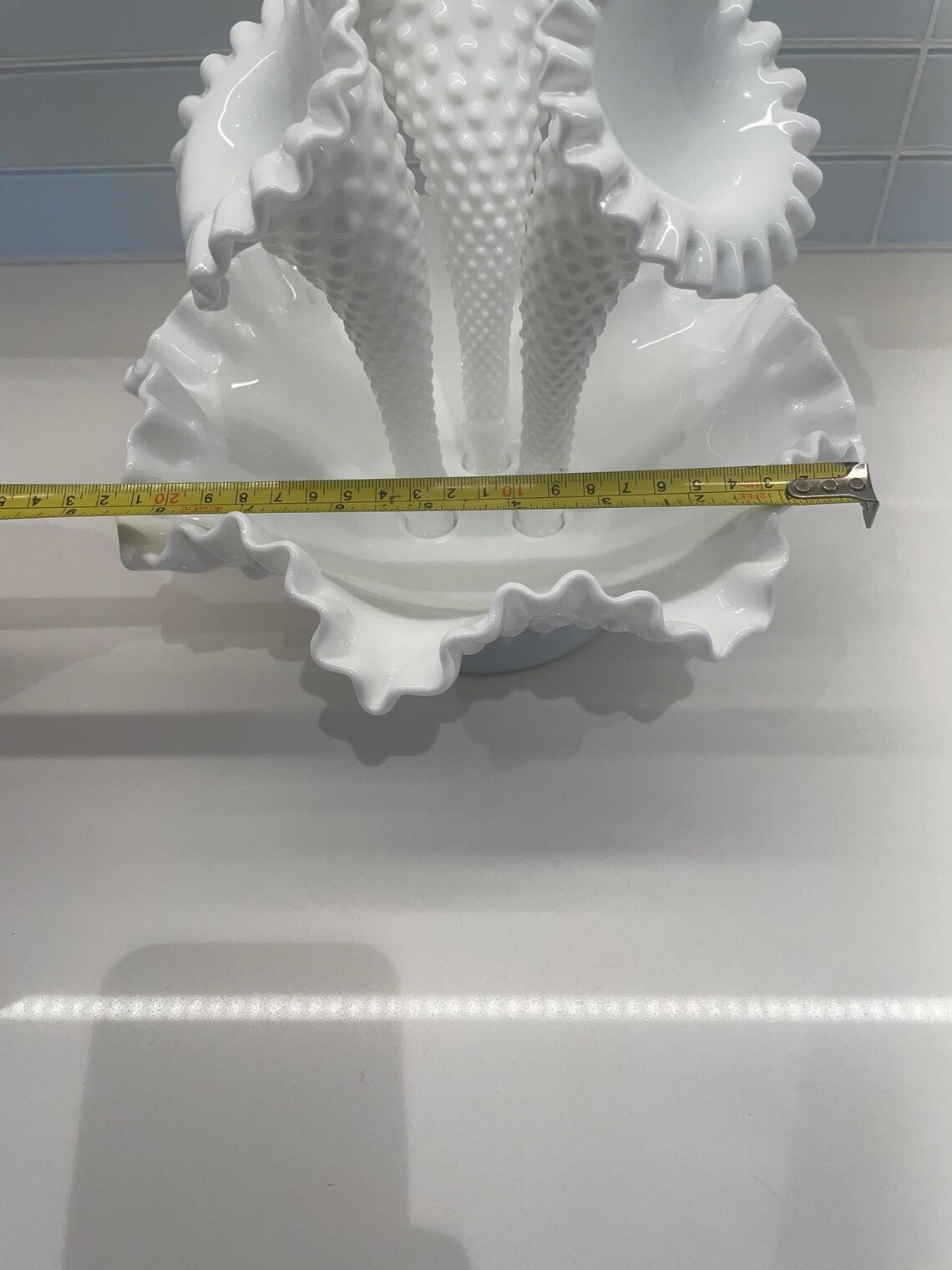 Fenton Milk Glass Epergne, 1950s, 3 Horn, Hobnail. No Chips, No Cracks ...