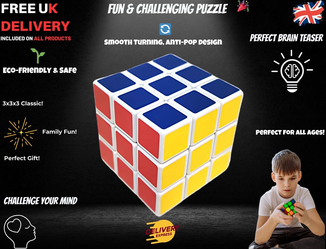 Rubic Cube Classic Puzzle Magic Rubiks Cube 3x3 Kids Adult Fun Toy Mind ...