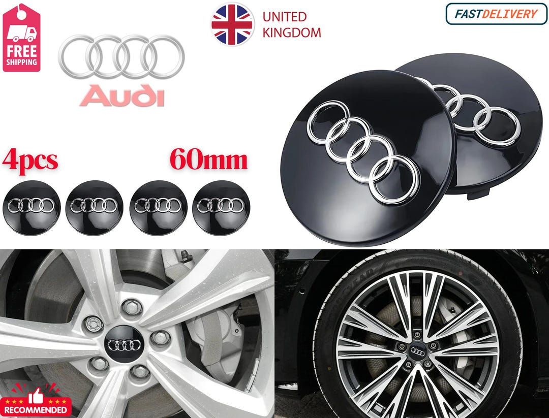 4x Audi Alloy Wheel Centre Caps 60mm Hub Dust Covers A3 A4 A5 A6 Black ...