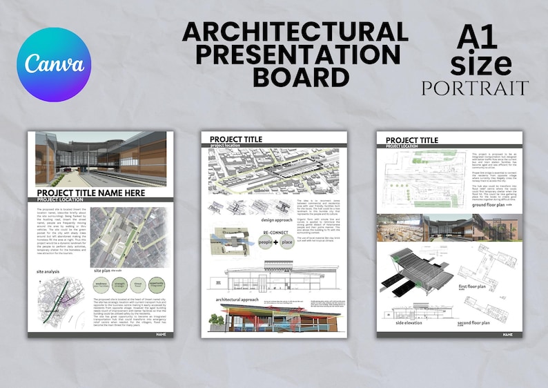 Panneau de présentation de conception architecturale portrait A1 - Etsy France