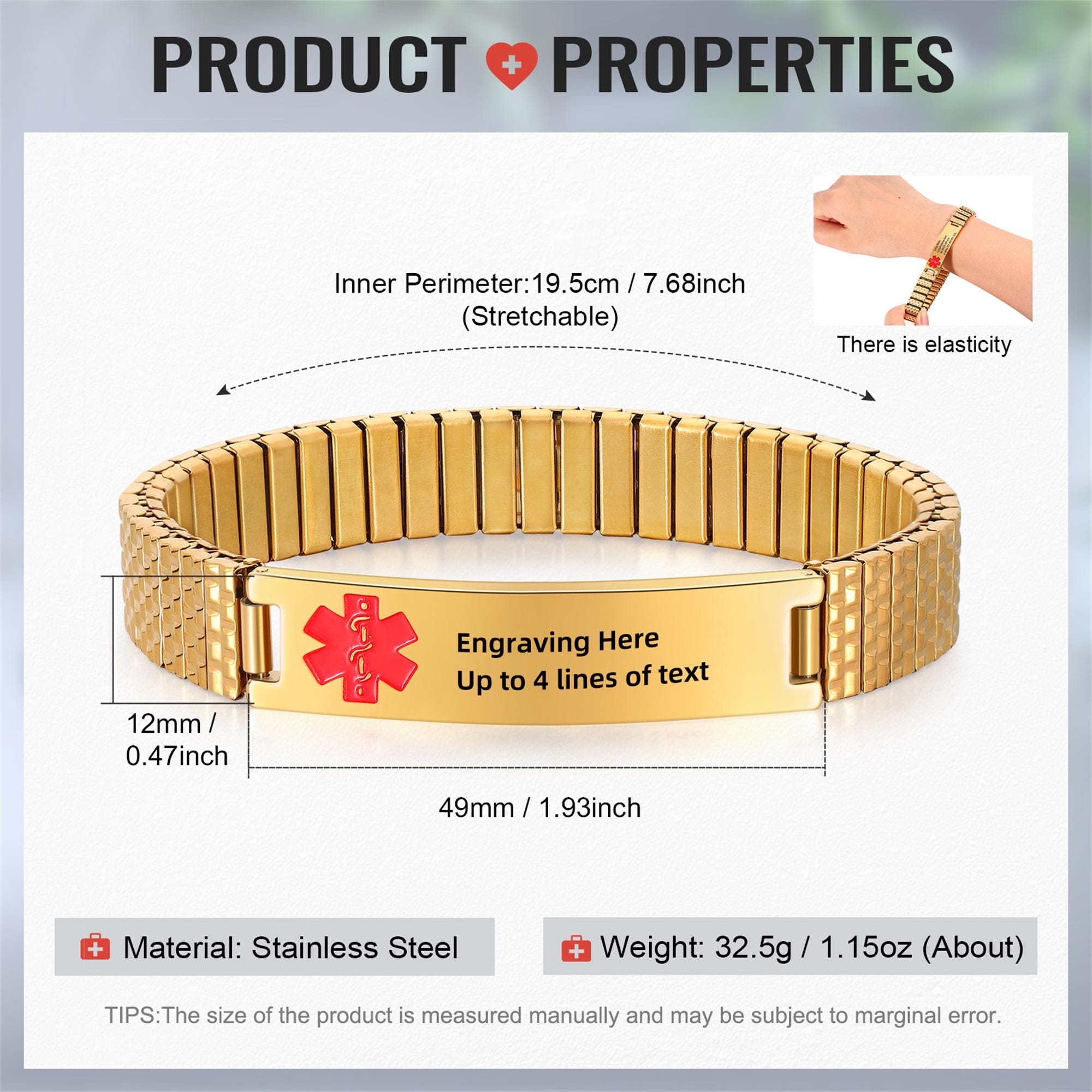 Personalized Medical Alert Bracelet for Men, Including Medical ...