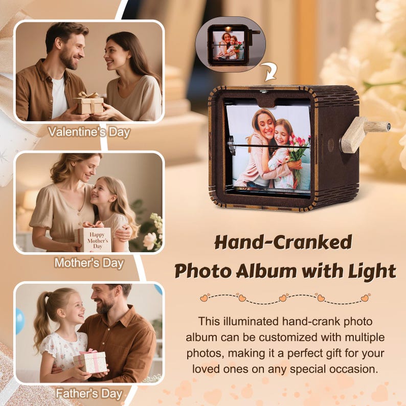 Personalized Photo Music Flipbook Box,custom Crank Photobox Picture Box ...