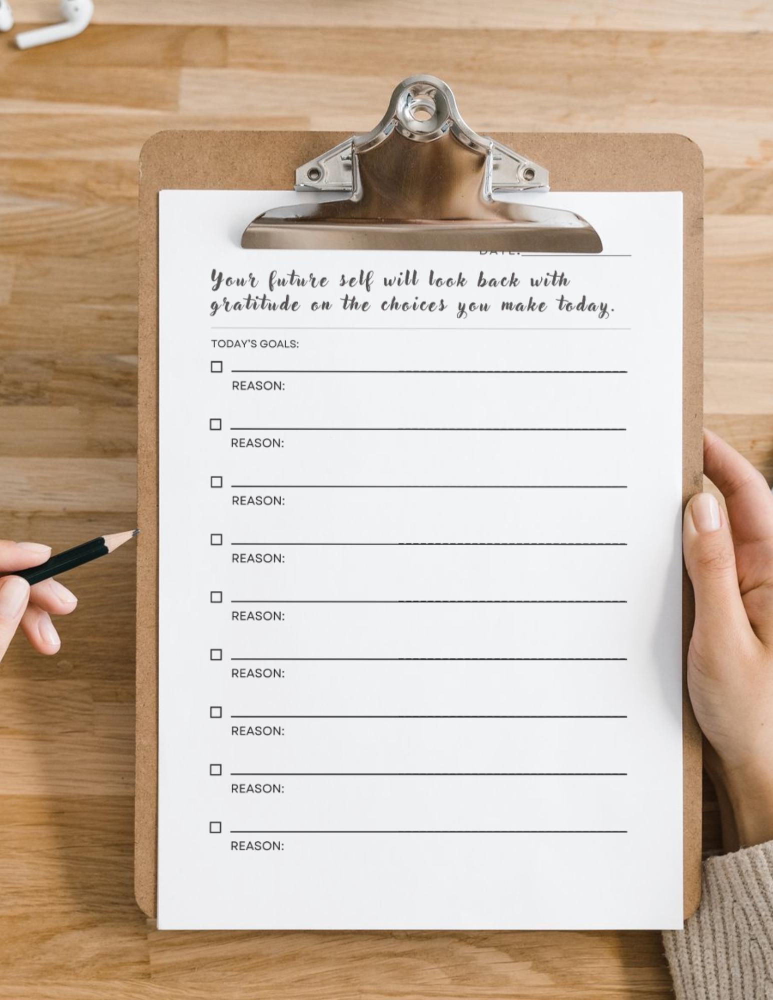 Daily Goals Checklist, 7-day Daily Checklist, Daily Checklist ...