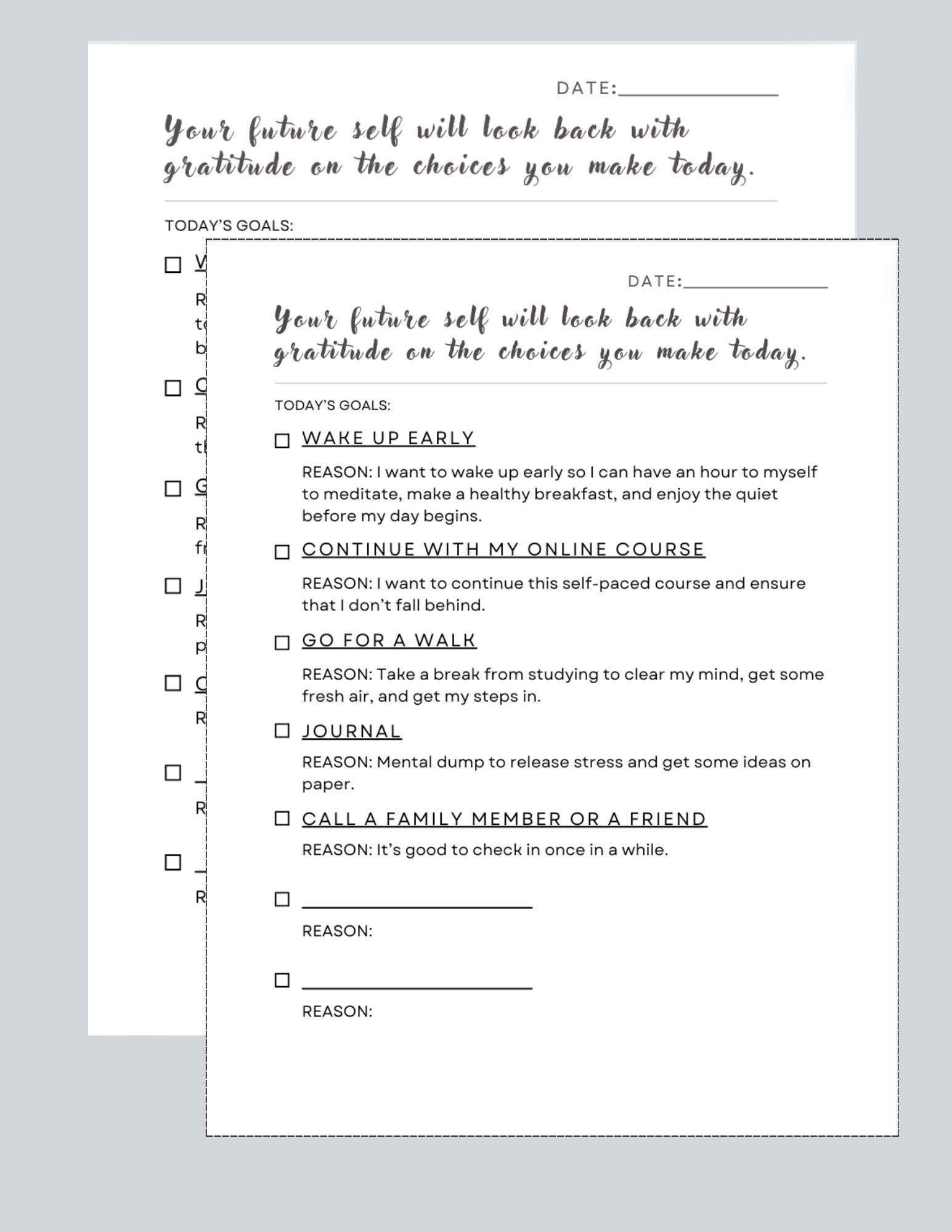 Daily Goals Checklist, 7-day Daily Checklist, Daily Checklist ...