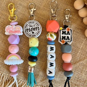 MAMA Keychain, Silicone Bead Style, Accessory, Girl Mom, Birthday Gift ...