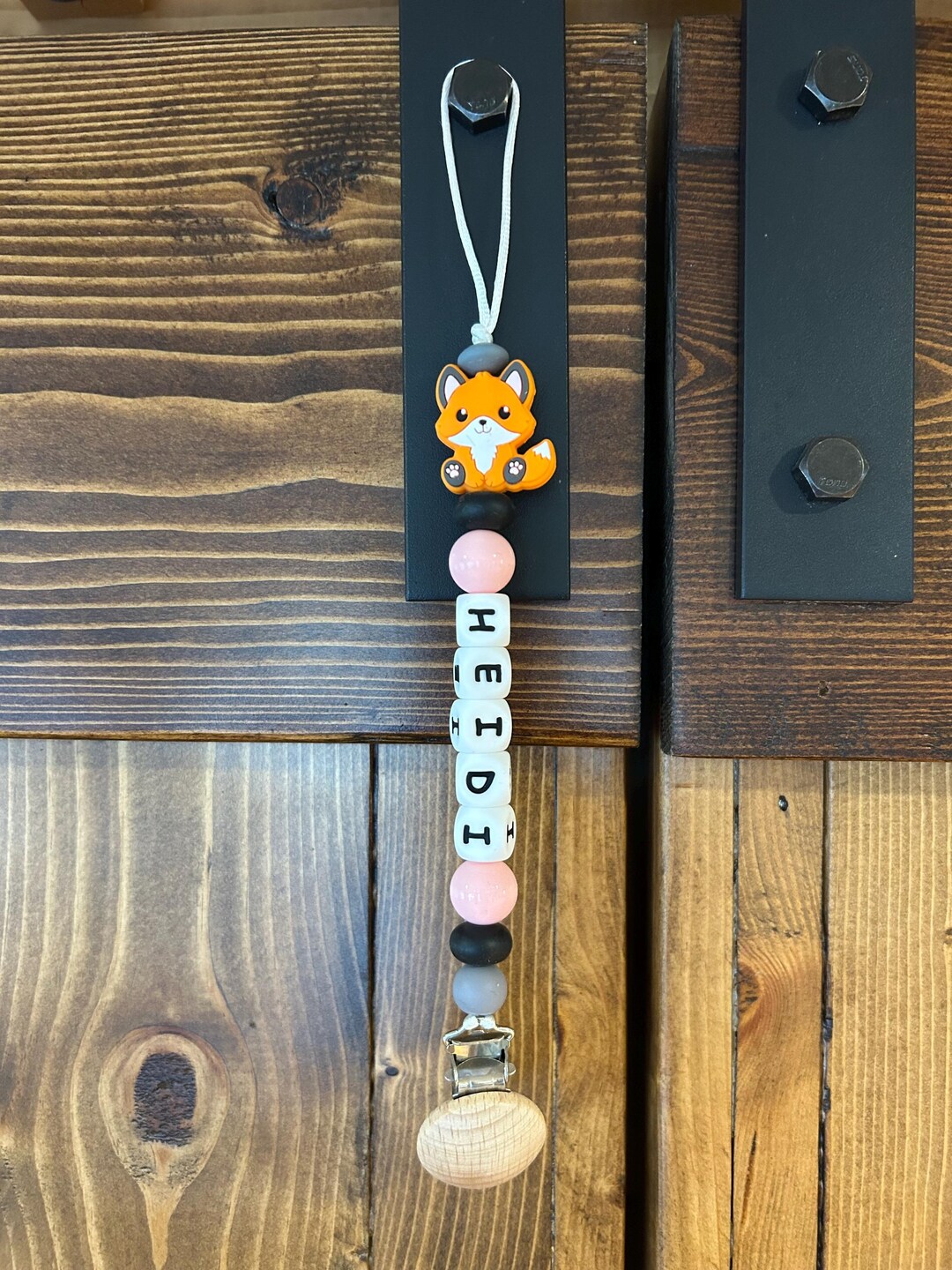 Fox Silicone Bead Personalized Pacifier Clip: Baby Girl Gift - Etsy
