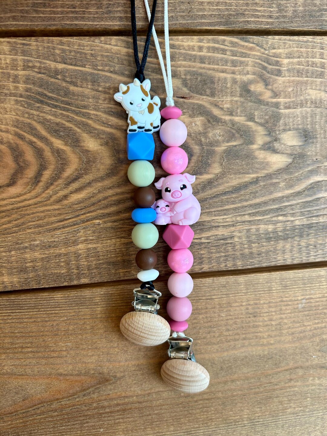 PIG GOAT Pacifier Clip, Farm Animal Accessory, Boy Girl, Baby Shower ...