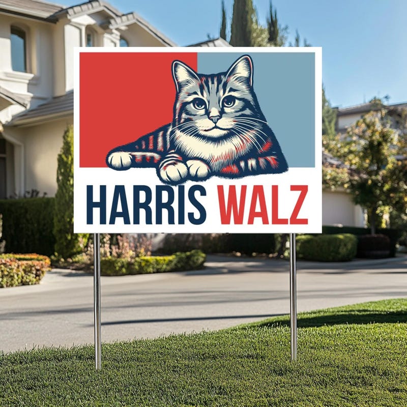 Harris Walz Cat Yard Sign - Etsy