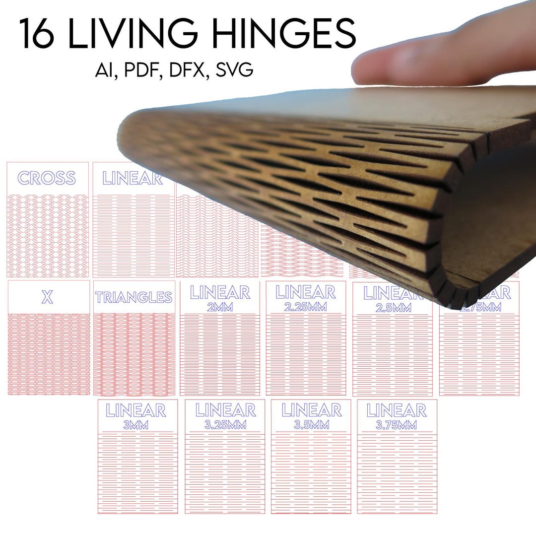 16 Living Hinges - Laser Cut Files - Ai, SVG, DXF, PDF - Etsy