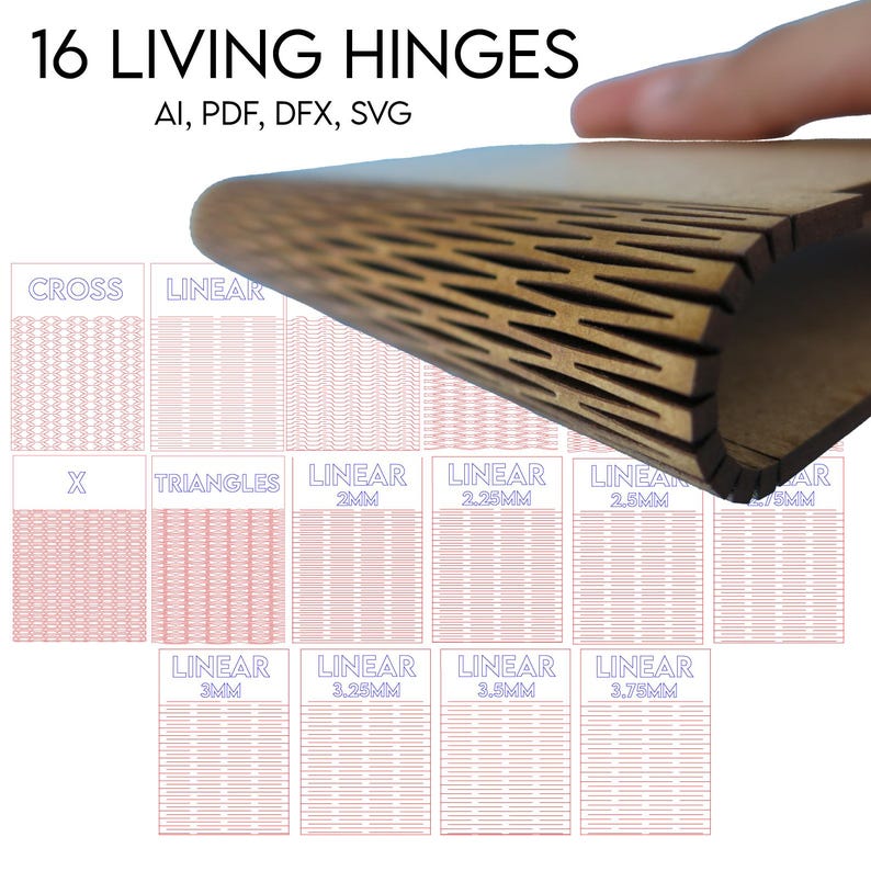 16 Living Hinges Laser Cut Files Ai, SVG, DXF, PDF - Etsy