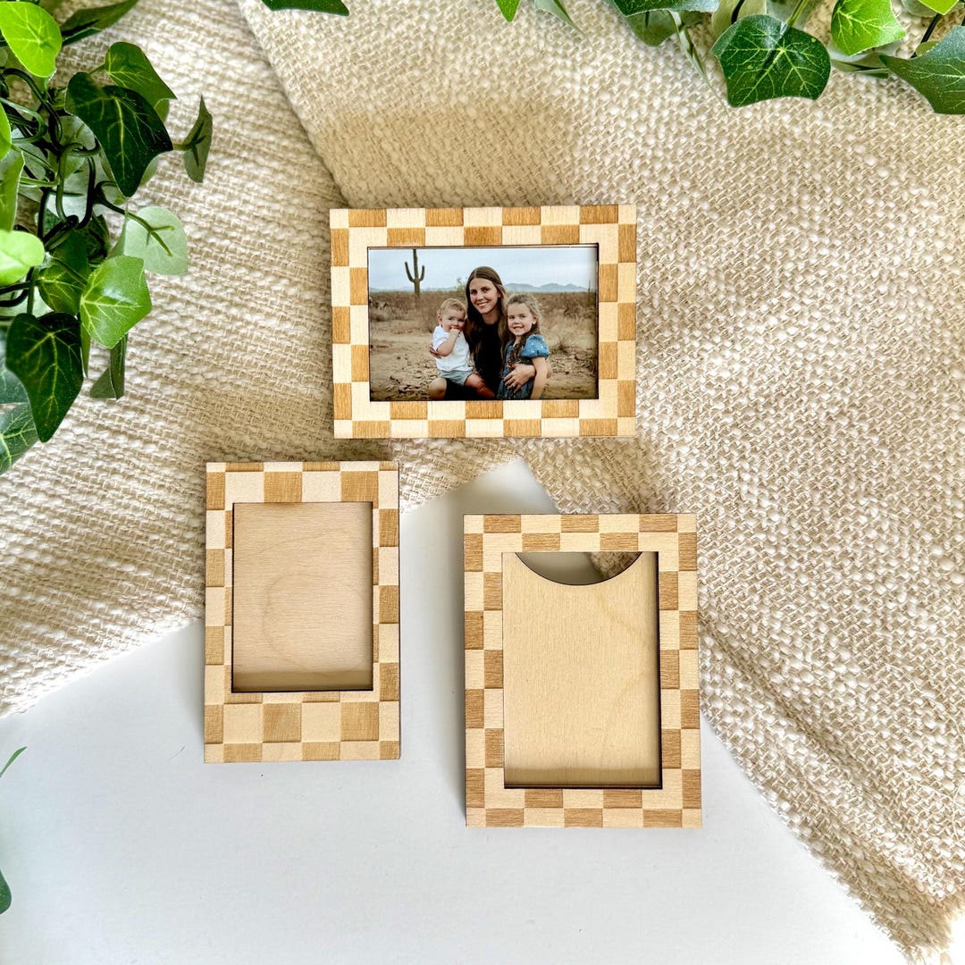 Magnetic Wooden Picture Frame Checkered Frame for Instax Mini Wallet ...