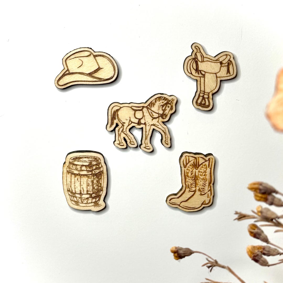 Set of 5 Engraved Western Magnets - Rustic Home Decor, Cowboy Gifts ...