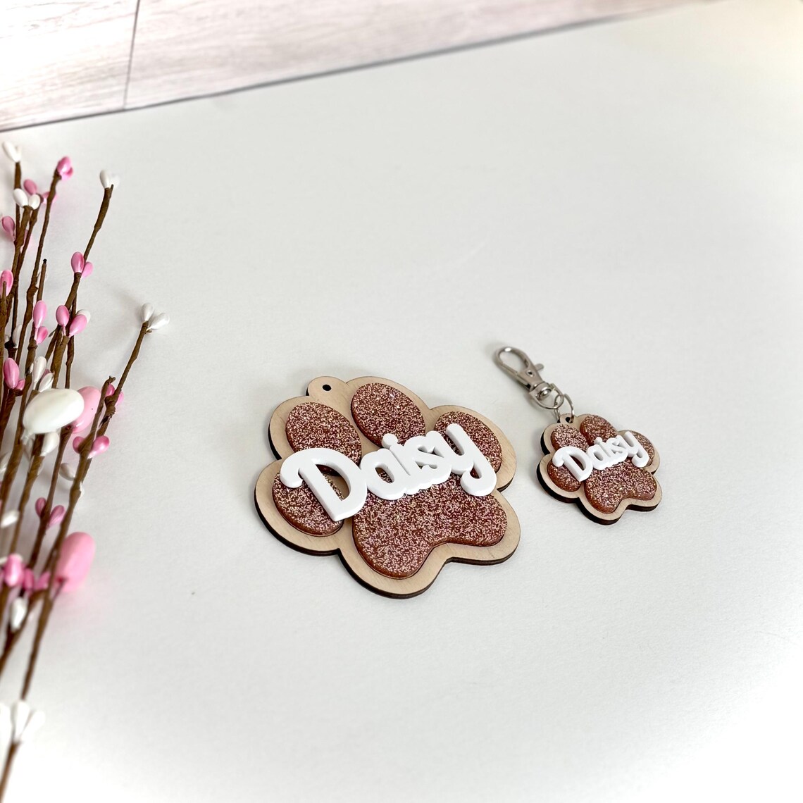 Personalized Cat Crate Name Tag Custom Paw Print Kennel Nameplate Paw ...