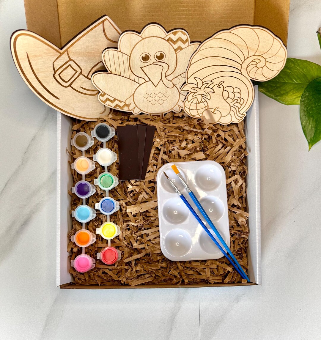 DIY Thanksgiving Painting Kit for Kids - Wooden Thanksgiving Charaters ...