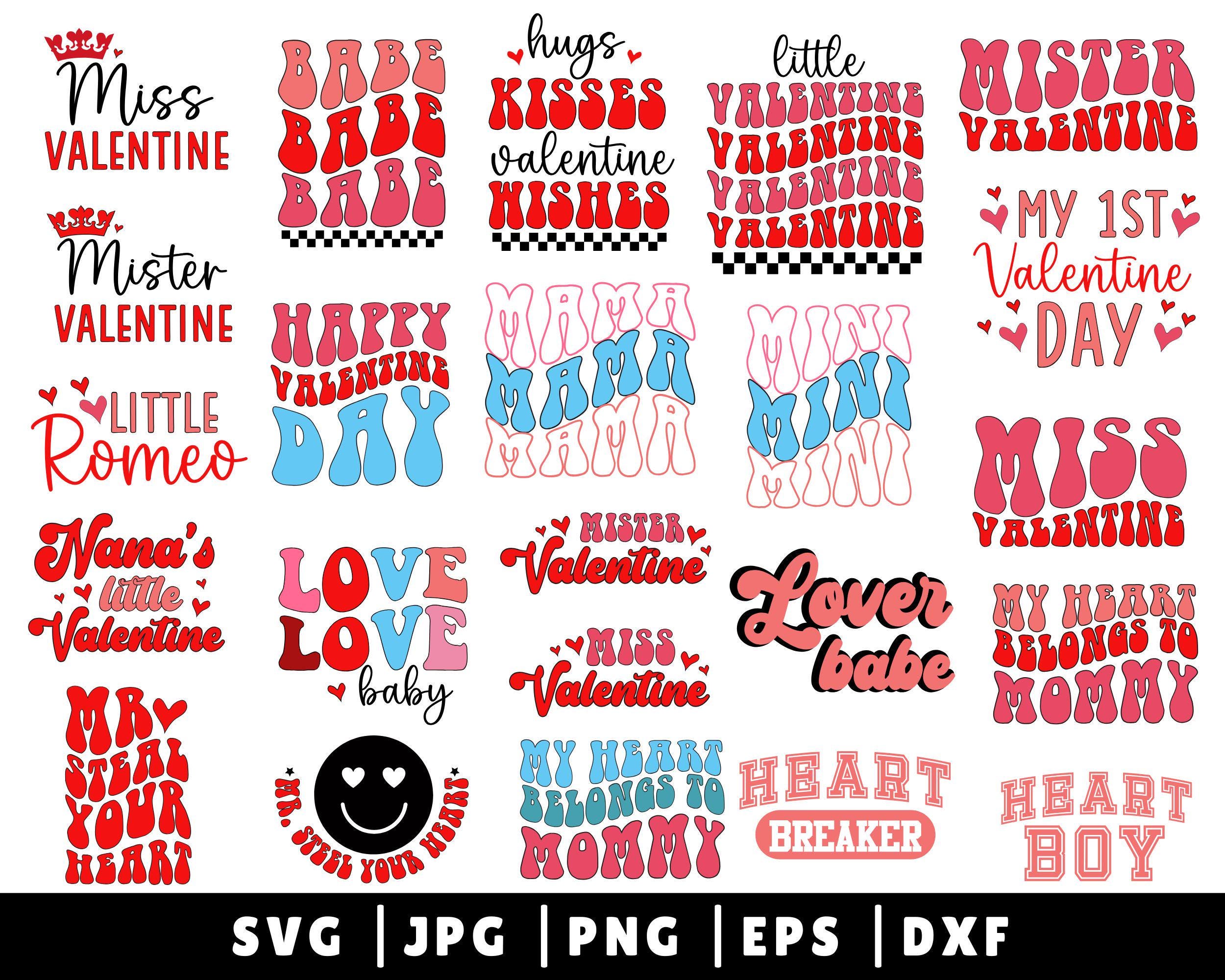 Valentine Kids SVG Bundle, Kids PNG Bundle, Retro Valentine Png ...