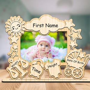 Baby Birth Photo Frame SVG, Baby Picture Frame Laser Cut Files, Child ...