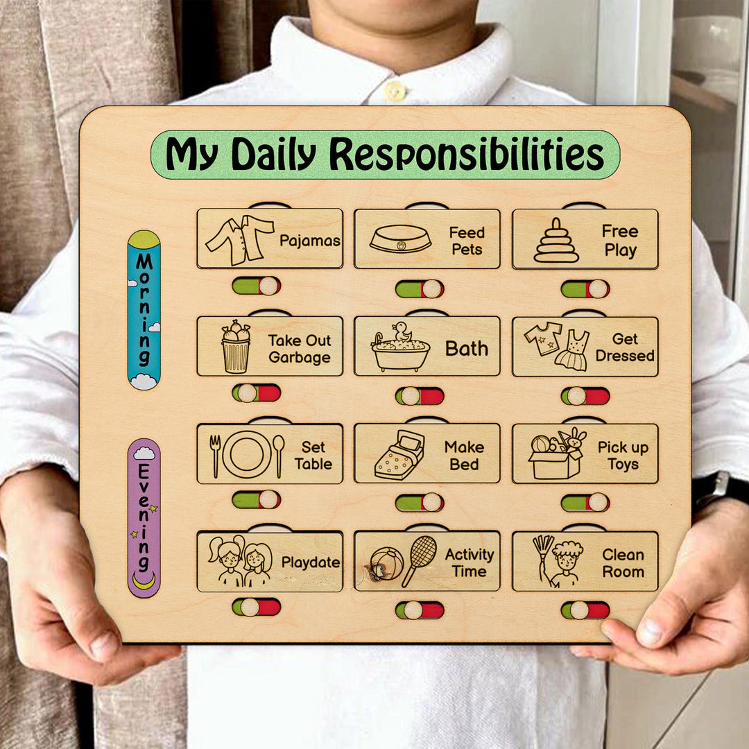 Daily Responsibilities Laser Cut File, Responsibility Board SVG, Kids ...