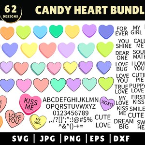Candy Heart SVG, Candy Hearts PNG, Valentine Hearts SVG, Candy Heart ...