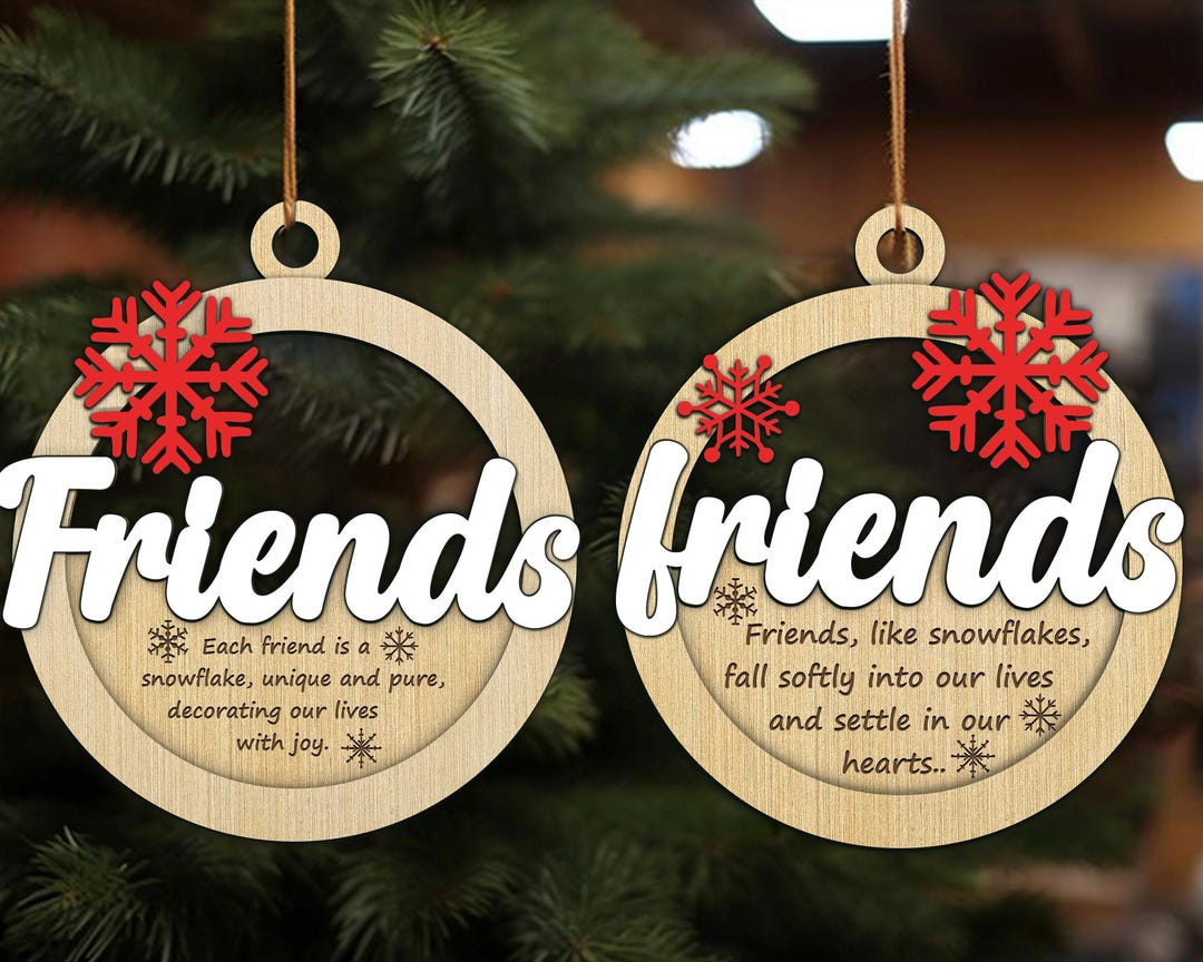 Friends Christmas Ornaments Svg Laser Cut, Wooden Tree Decor, Christmas ...
