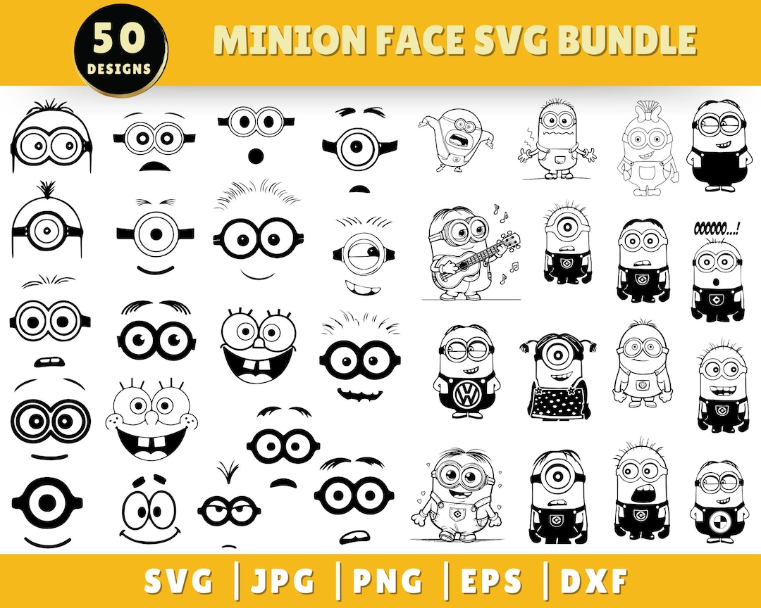 Minion Face SVG Bundle, Minions Face SVG, Minions Face Clipart, Minion ...