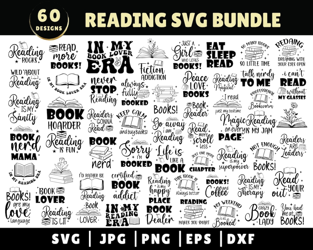Reading SVG Bundle, Floral Book SVG, Book Lover Svg, Book Quotes Svg ...