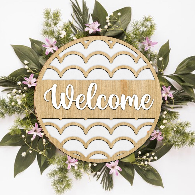 8 Designs of Welcome Sign Laser Cut Bundle, Wooden Welcome Door Hanger ...