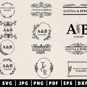Family Name SVG, Cutting Board SVG, Wedding Monogram SVG, Personalized ...
